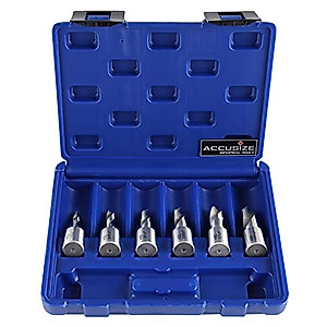 Accusize Industrial Tools 6pcs/Set H.S.S. Fully Ground Drill Set with 3/4" Weldon Shank, 1inch Cutting Depth, 0519-2501