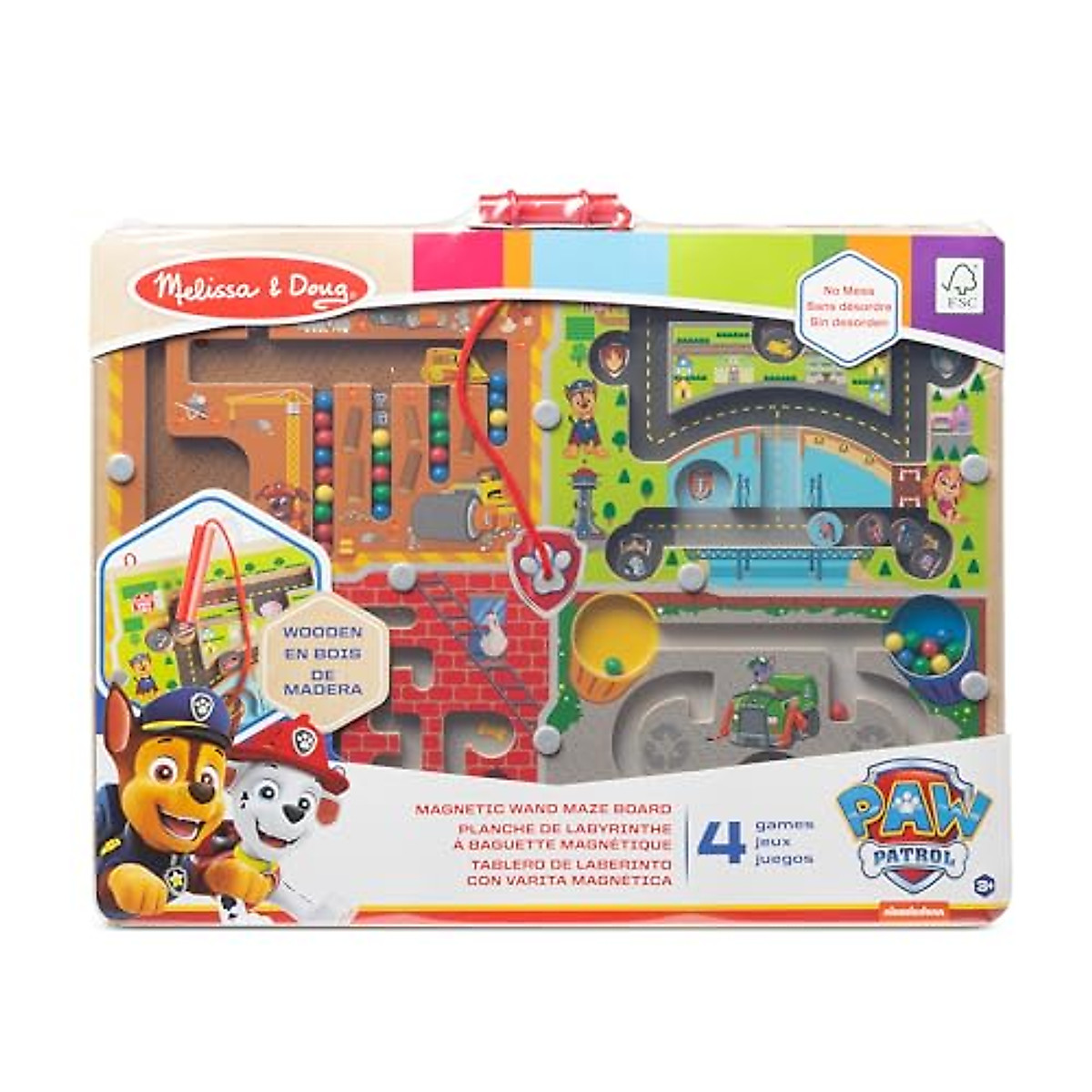 Melissa & Doug PAW Patrol Wooden 4-in-1 Magnetic Wand Maze Board - FSC Certified