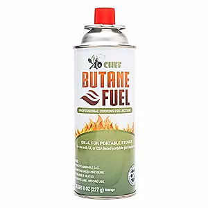 Jo Chef Butane Fuel Canister, 8. 8 oz Butane Cylinder, Pure Refined Butane Gas for Camping Stove Or Use Directly with Brûlée Kitchen Blow Torch Head (1 Can)