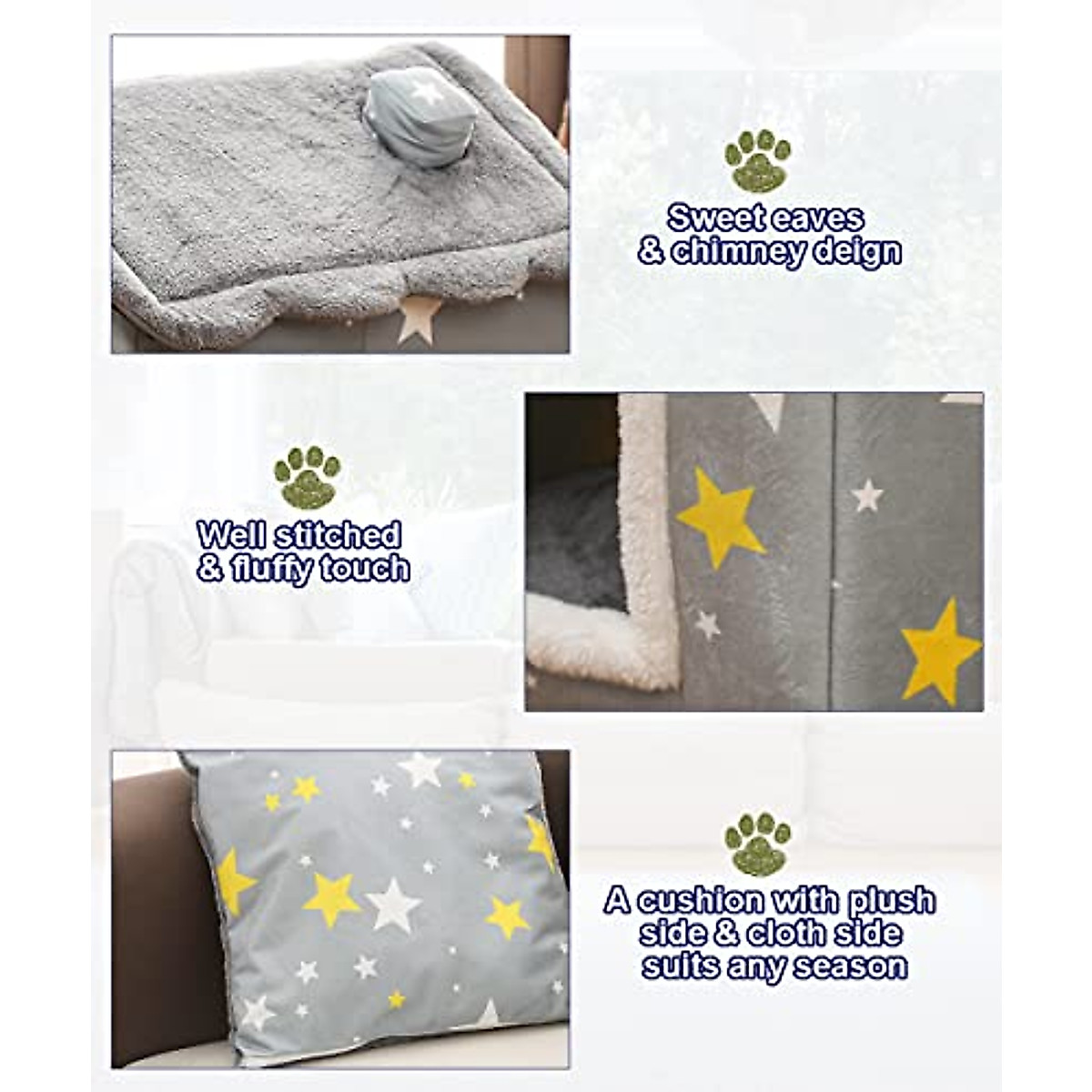 ANPPEX Indoor Dog House Warm Dog Bed, Plush Pet House Dog Cat Kennel with Removable Cushion Suitable for Small and Medium-Sized Dogs and Cats