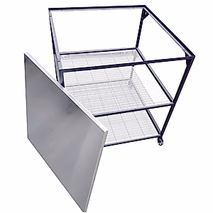 HWGckct Three-Shelf Movable Stainless Steel & Steel Outdoor Dining Cart Table Pizza Oven Protable Grill and Heavy Duty Grill Cart Outdoor Table