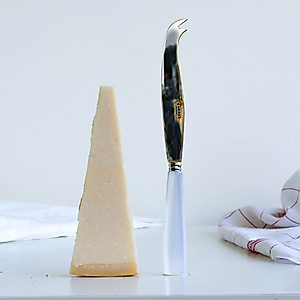 SABRE PARIS - Cheese Knife 9.4 inches - Icône Collection - All Cheeses - Stainless Steel & Acrylic - Dishwasher Safe - White