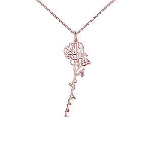 Roseinside Personalized Birth Flower Necklace for women Sterling Silver Custom Dainty Floral Name Pendant Birthday Gift Jewelry