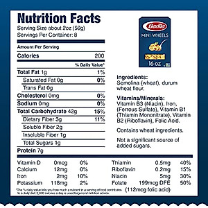 Barilla Mini Wheels Pasta, 16 oz. Box (Pack of 12) - Non-GMO Pasta Made with Durum Wheat Semolina - Kosher Certified Pasta