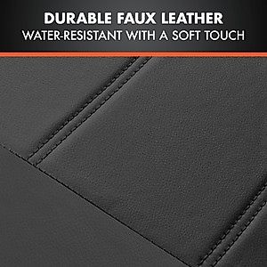 BDK carXS Black Leather Car Seat Covers Full Set, 9-Piece Faux Seat Covers for Cars, Includes Front and Back Seat Cover, Automotive Seat Covers for Trucks SUV