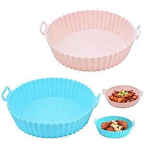 Air Fryer Silicone Pot, 2 Pack Reusable Silicone Air Fryer Liners, Air Fryer Accessories, Replacement for Disposable Parchment Paper Liner Fit 3.5-7Qt