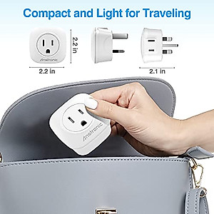 3 Pack US to UK Ireland Travel Plug Adapter, Anstronic Type G Power Adapter with 2 American Outlets 2 in 1 European Plug Adapter for USA to Scotland British London England Hong Kong Irish