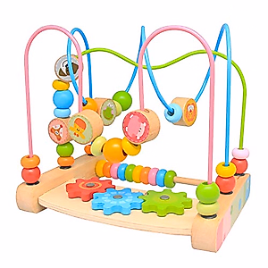 Bead Maze for Babies 6-12 Months,Wooden Educational Abacus Beads Circle Toddler Toys - Colorful Roller Coaster Activity Game,Great Gift for Babies Toddlers Girls and Boys