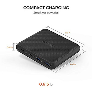 Freedy 90W USB-C Travel Charger Power Station Fast Charging Adapter [2 USB-C PD & 2 QC 3.0] [USB-IF Certified] - Compatible w MacBook Pro, iPad Pro, iPhone 14/14 Pro/14 Pro max and More (Black)