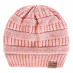 Alepo 3 Pack Baby Beanie Hats for Girls Boys, Soft Warm Fleece Lined Baby Winter Hat for Newborn Infant Toddler Kids, Cute Cozy Knitted Beanie Cap for Cold Weather-12