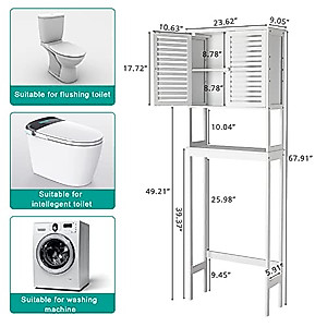Layta Bamboo Bathroom Organizer Over Toilet Storage W/2 Doors and 1 Adjustable Shelf Freestanding Bathroom Storage Rack, Space-Saving Toilet Rack