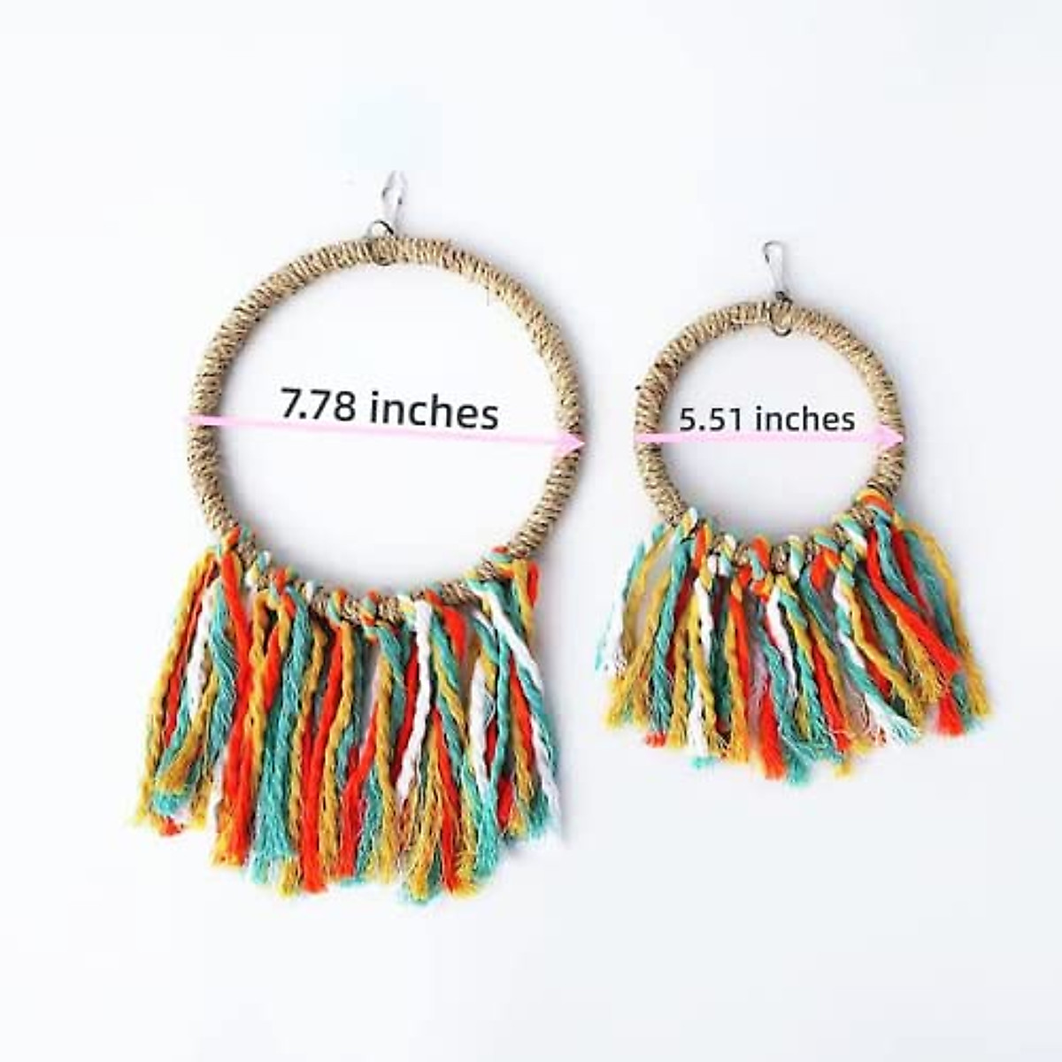 Barn Eleven Parrot Swing Perch Toy Sisal Ring Bird Gnawing Toy Cotton Rope Swing with Colorful Pendant Toys for Small Medium Birds Parakeets Lovebirds Finches Budgerigars Conure (Large)