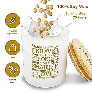 Inspirational Vanilla Scented Candles for Women - Get Well Soon Candles Gifts for Women - Thinking of You Gifts for Women (Always Remember You are Braver)