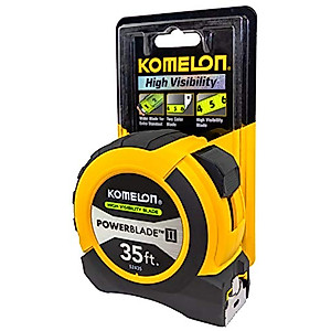 Komelon 52435; 35' x 1.06" Powerblade II Tape Measure, ABS Case, Black/Yellow, Small