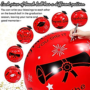 Hiboom 60 Inch Graduation Beach Ball Class of 2023 Giant Beach Ball Inflatable Large Beach Ball Blow up Plastic Graduation Party Supplies for Summer Pool Party Favors Water Games (Red Black)