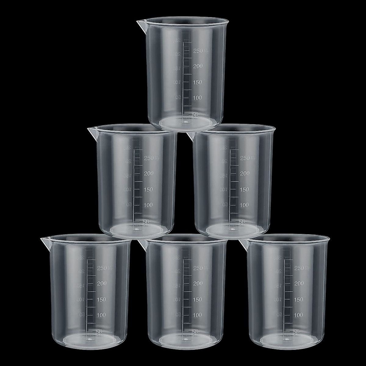 30PCS Plastic Beakers, 250ml Graduations, Premium Polypropylene, Plastic Graduated Measuring Cups for Home School Lab Science Experiment School Teaching Supplies,Tapered Spout