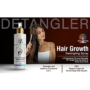 GrowFinity Biotin and Argan Oil Hair Spray | Detangling Leave-in Conditioner for Faster Growth and Regrowth | Hair Loss Treatment