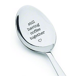 Still Having Coffee Together With Heart Design Engraved Stainless Steel Espresso Spoon Gifts For Friends Couples Moving Going Away-Best Token Of Love For Coffee Lovers From Boston Creative Company