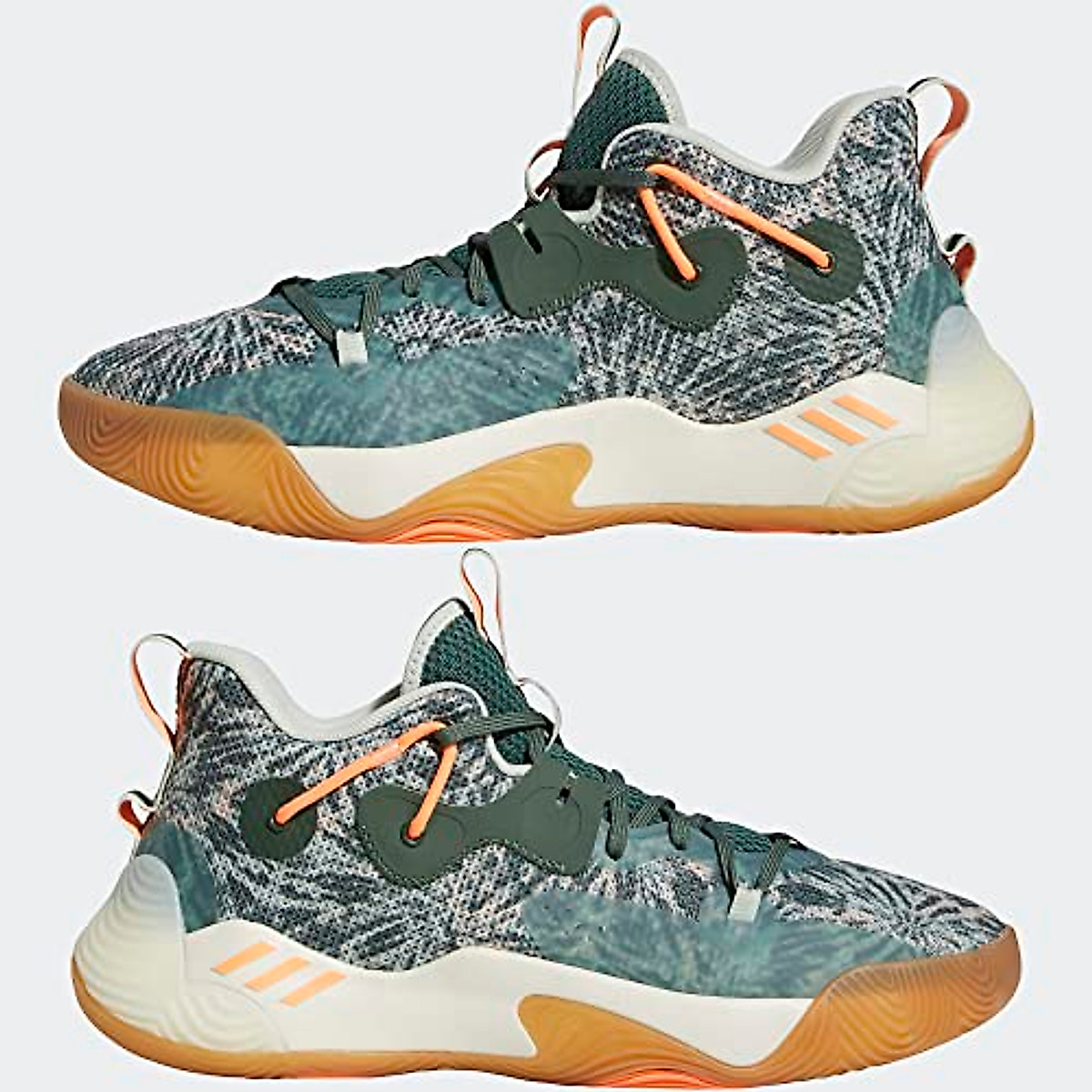 adidas Unisex Harden Stepback 3 Basketball Shoe, Green Oxide/Beam Orange/Off White, 9 US Men