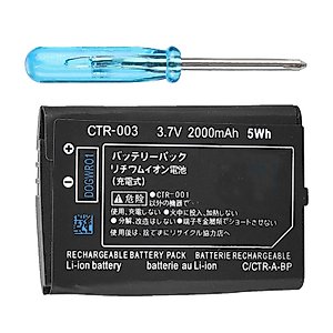 VBESTLIFE 2000mAh Battery Pack Replacement for 3DS, Rechargeable Lithium ion Battery Set with Screwdriver Replacement for 3DS
