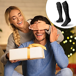 Chuarry 2 Pairs Scrunch Football Socks Non Slip Men Football Socks Extra Long Socks Soccer Socks Over The Knee Athletic (Black, White)