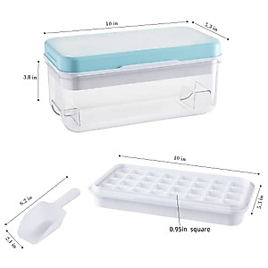Silicone Ice Cube Tray with Lid and Bin for Freezer, Easy Release & Stackable, BPA Free, Small Ice Cube Tray Mold Making 64 Pieces for Cocktails, Whiskey, Chocolate Tea Coffee