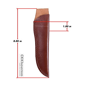 Leather Knife Sheath - (Brown) - (for 6.00 inch Blades) - (Smooth Finish) - (USA Design) - (by KnifeKits)