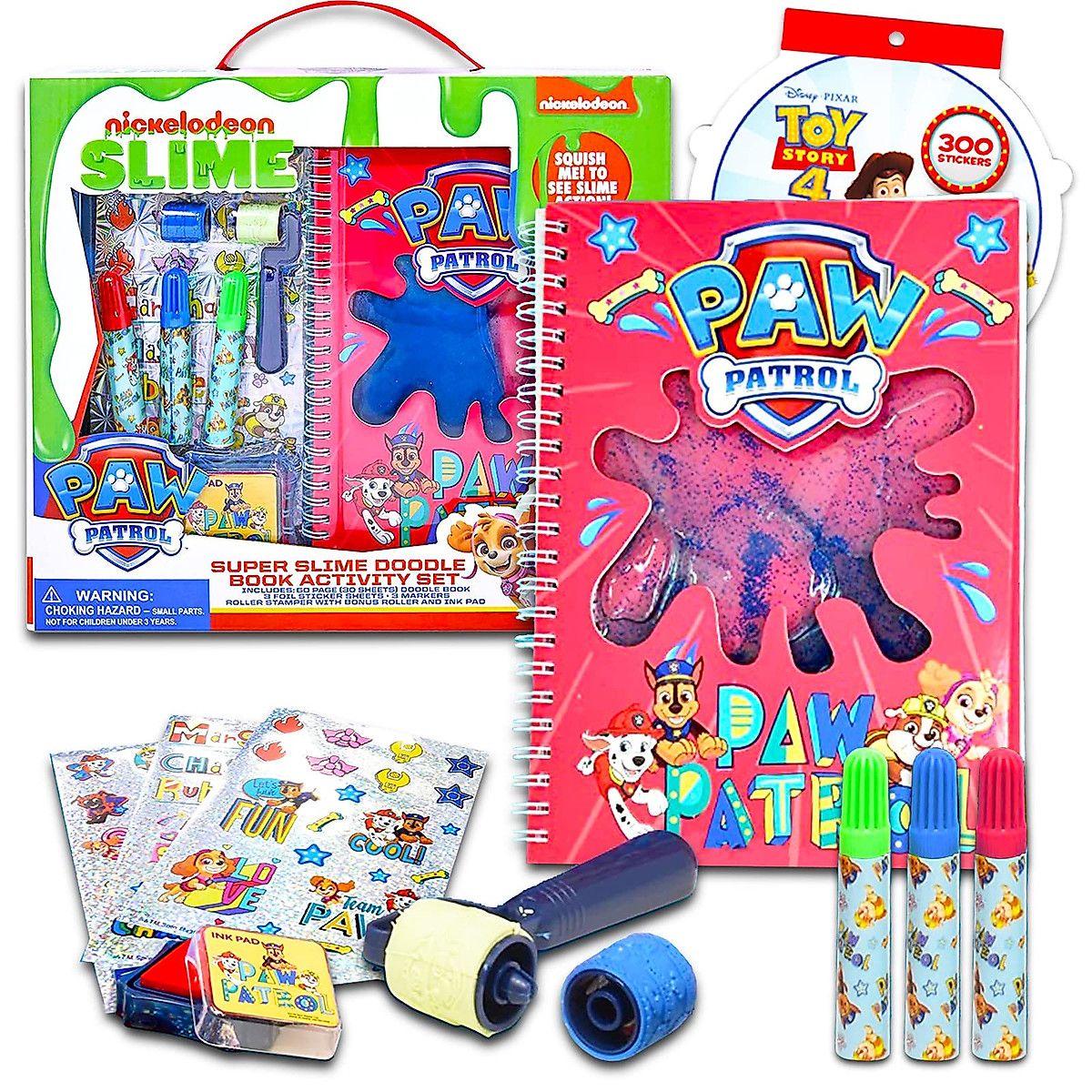 Nick Shop Paw Patrol Slime Journal Paw Patrol Accessories Bundle ~ 10Pc Paw Patrol Arts and Crafts Paw Patrol Stationery Set with 300 Toy Story Stickers (Paw Patrol Journal Set)