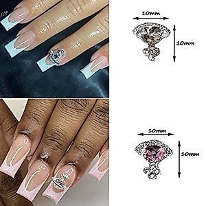 20PCS Nail Art Charms White Pink Planet 3D Shiny Nail Supplies with Rhinestones Saturn Shape Nail Accessories for Women DIY Design Nail Gem Crystals Jewelry Decoration