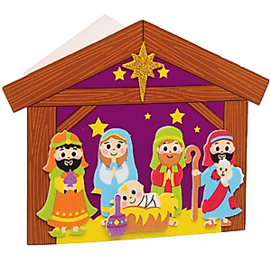Baker Ross AX567 Nativity Scene Card Craft Kits for Kids - Pack of 6, Children's Christmas Arts, Crafts and Decorations