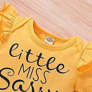 Yvowming Newborn Baby Girl Clothes Infant Baby Ruffle Romper +Pants + Headband 3 PCS Outfits Set