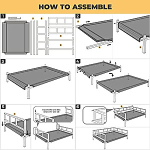 Veehoo Metal Elevated Dog Bed, Cooling Raised Pet Cot with Chew Proof and Washable Textilene Mesh, No-Slip Feet and Stable Rustless Frame for Indoor & Outdoor, Large, Brown