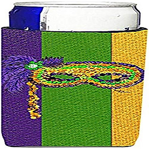 Caroline's Treasures 8362MUK Mardi Gras Mask Ultra Hugger for Slim cans Can Cooler Sleeve Hugger Machine Washable Drink Sleeve Hugger Collapsible Insulator Beverage Insulated Holder