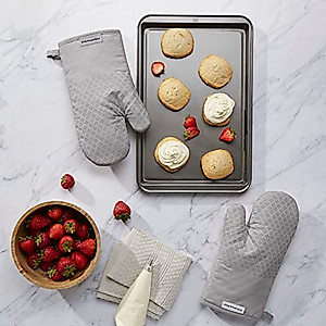 KitchenAid Asteroid Cotton Oven Mitts with Silicone Grip, Set of 2, Grey, 2 Count