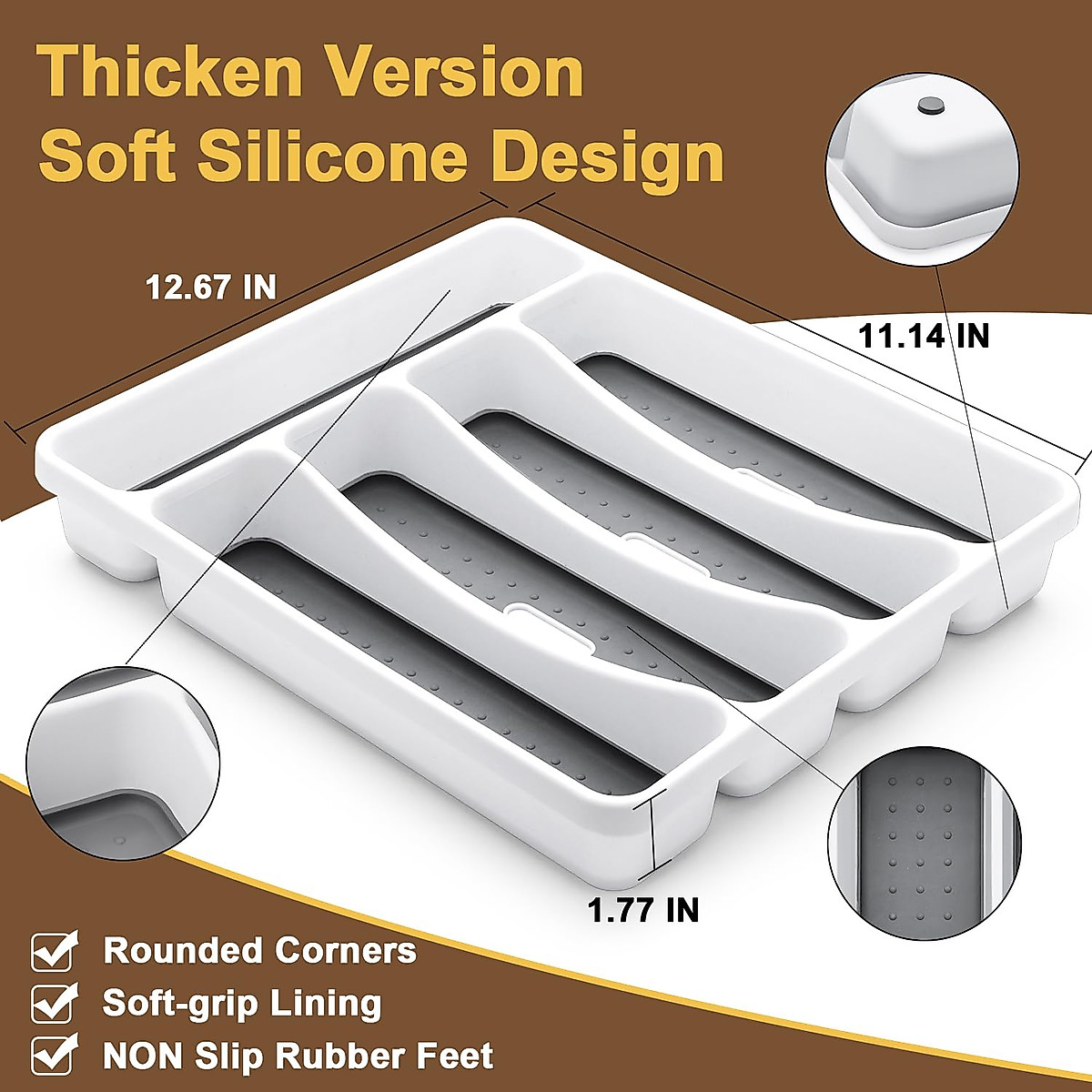 Gold Silverware Set with Organizer, AIVIKI 40-Piece Stainless Steel Flatware Set for 8,Matte Gold Cutlery Set Utensils Set, Satin Finish Tableware Set for Home Restaurant, Include Knife Fork Spoon Set