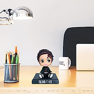 ITUBLE Bobbleheads Anime Tanjiro Action Figures Bobblehead Car Dashboard Decorations Accessories Interior Statue Bobble Head Figure Dash Board Figurine Phone Holder Bracket Birthday Cake Toppers Gifts