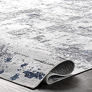 nuLOOM Dali Abstract Machine Washable Runner Rug, 2' 6" x 6', Grey