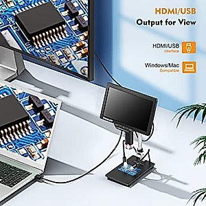 TOMLOV DM202 HDMI Digital Microscope,10.1 Inch LCD Microscope,16MP Coin Microscope Camera with Screen for Adults, Micro Soldering Microscope, TV/Windows/Mac Compatible, 32GB Card Included