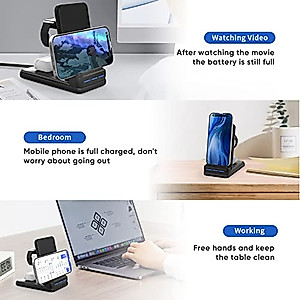 Charging Station for Multiple Devices Apple - DNTGVUP Foldable 3 in 1 Wireless Charger for iPhone 14/13/12/Pro/Plus/11/XS/XR/X/8, Charger Stand Compatible with Apple Watch S2-S7/SE and AirPods Black
