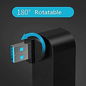 Hipipooo USB Splitter 90°/180° Rotatable 3.0 USB Port Expander Mltiport USB to USB Adapter Portable Hubs for Windows Laptop, Xbox, Wii,PS3, PC, MAC, Mac Book, Tablet, Tab (Black)