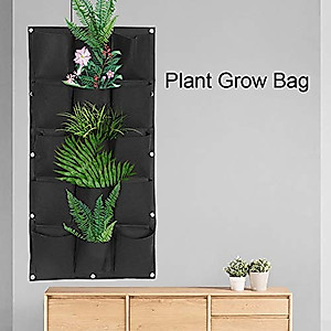 Vertical Hanging Garden Planter Wall Mounted Plant Grow Bag for Indoor Outdoor Decoration,Black (15 Pockets)