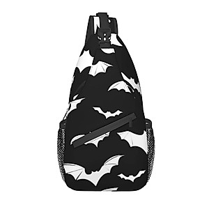 MuMuYun Sling Bag, Bats Halloween Goth print Crossbody Sling Backpack for Casual Shoulder Women And Men, Black
