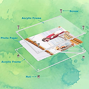 Serwrsw 4 Pack 5x7 Acrylic Floating Frames, Clear Desk Frame for Family Photos or Office Pressed Flowers, Tabletop Display Frame for Kid Art Work