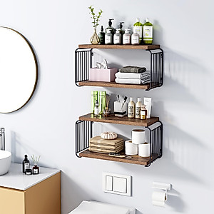 MXCSE Floating Nightstand Shelves – Modern Night Stand for Bedroom, Floating Nightstand, Durable Floating Shelf for Books, Nightstand Bedside Table, Mid Century Wall Shelves Nightstand (2, Brown)