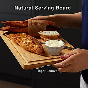 Small Cutting Board, Bamboo Chopping Board for Kitchen, Meat Butcher Block Cutting Board, Wooden Cheese Board with Juice Groove and Handle by FURNINXS, 12" x 8"