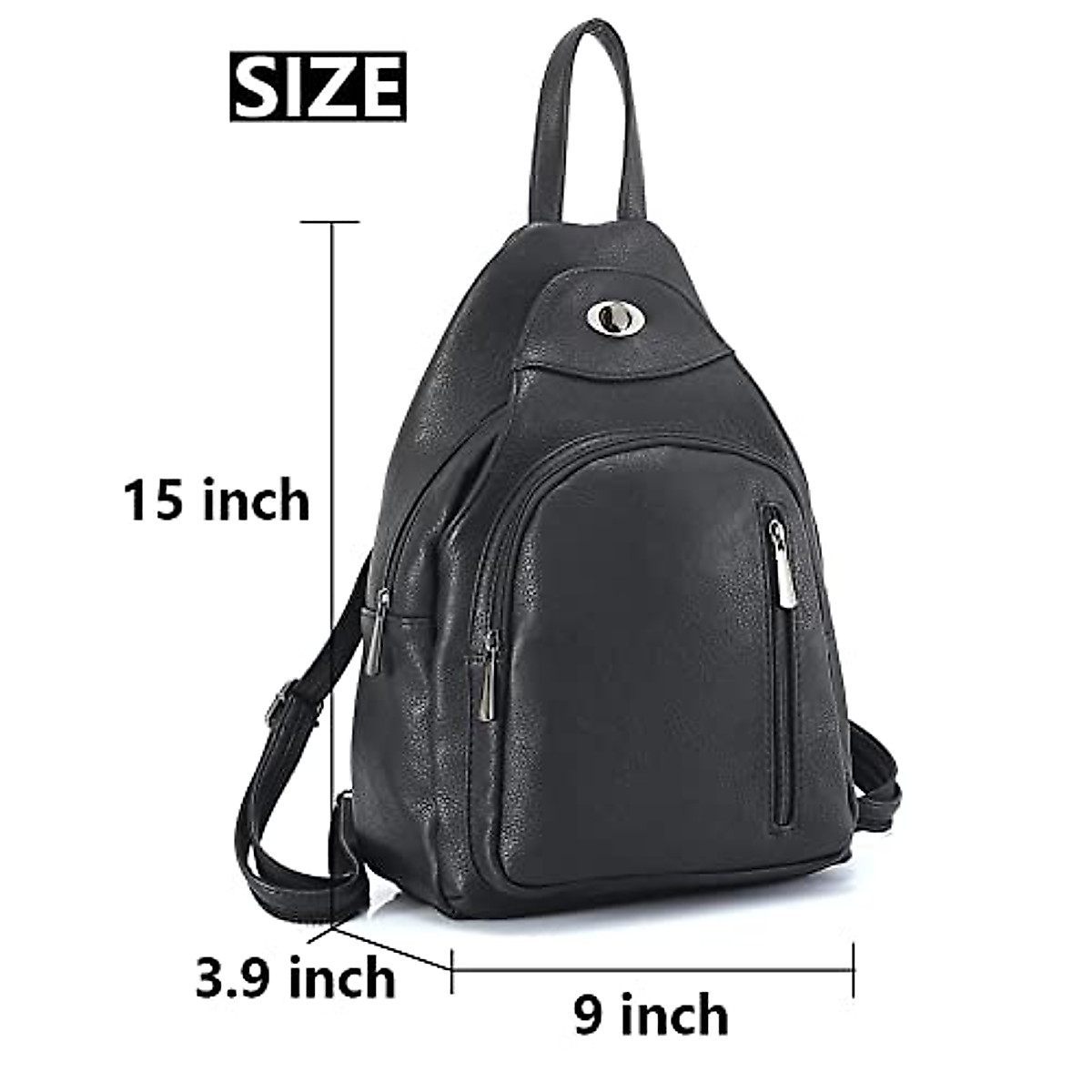 OISLUMU Small Backpack Purse for Women Fashion PU Leather Backpack Convertible Ladies Sling Bag (Black)