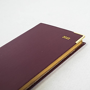 LETTS Classic Weekly/Monthly Planner, 12 Months, January to December, 2022, Week-to-View with Appointments, Gold Corners, Horizontal, 6.625" x 3.25", Burgundy (C32SBY-22)