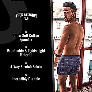 True Religion Mens Boxer Briefs Cotton Stretch Underwear for Men Pack of 4 Purple