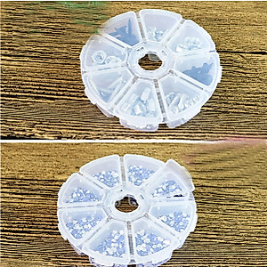 SEWACC 10pcsbox8 Jewelry Desktop Tips False Compartments Clear Bedroom Container Case Round Stylish Bead Sundries Home Display Organizerwhite Storage Organizer Plastic White Nail