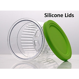 KUCHZUBE Replacement Pints Containers with Sleeve Compatible for Ninja Creami Deluxe NC501, NC500 Series - Silicone Lids - BPA-Free (24OZ, 4 Pack - Blue, Pink, Green, Yellow)